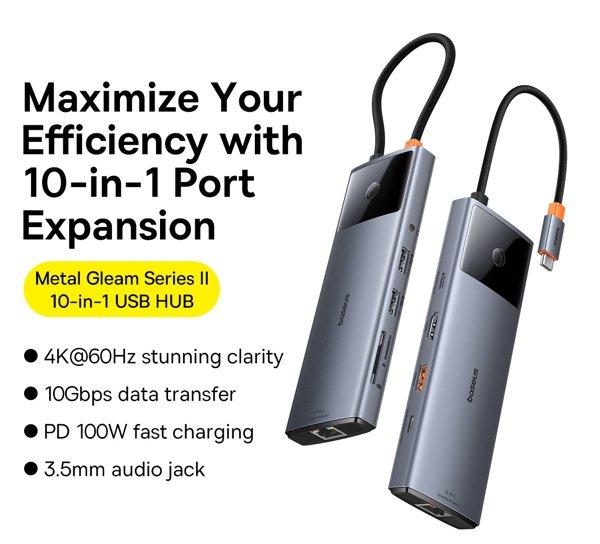 Baseus Metal Gleam II 10-u-1 USB HUB (B00061800813-00) - Multicom